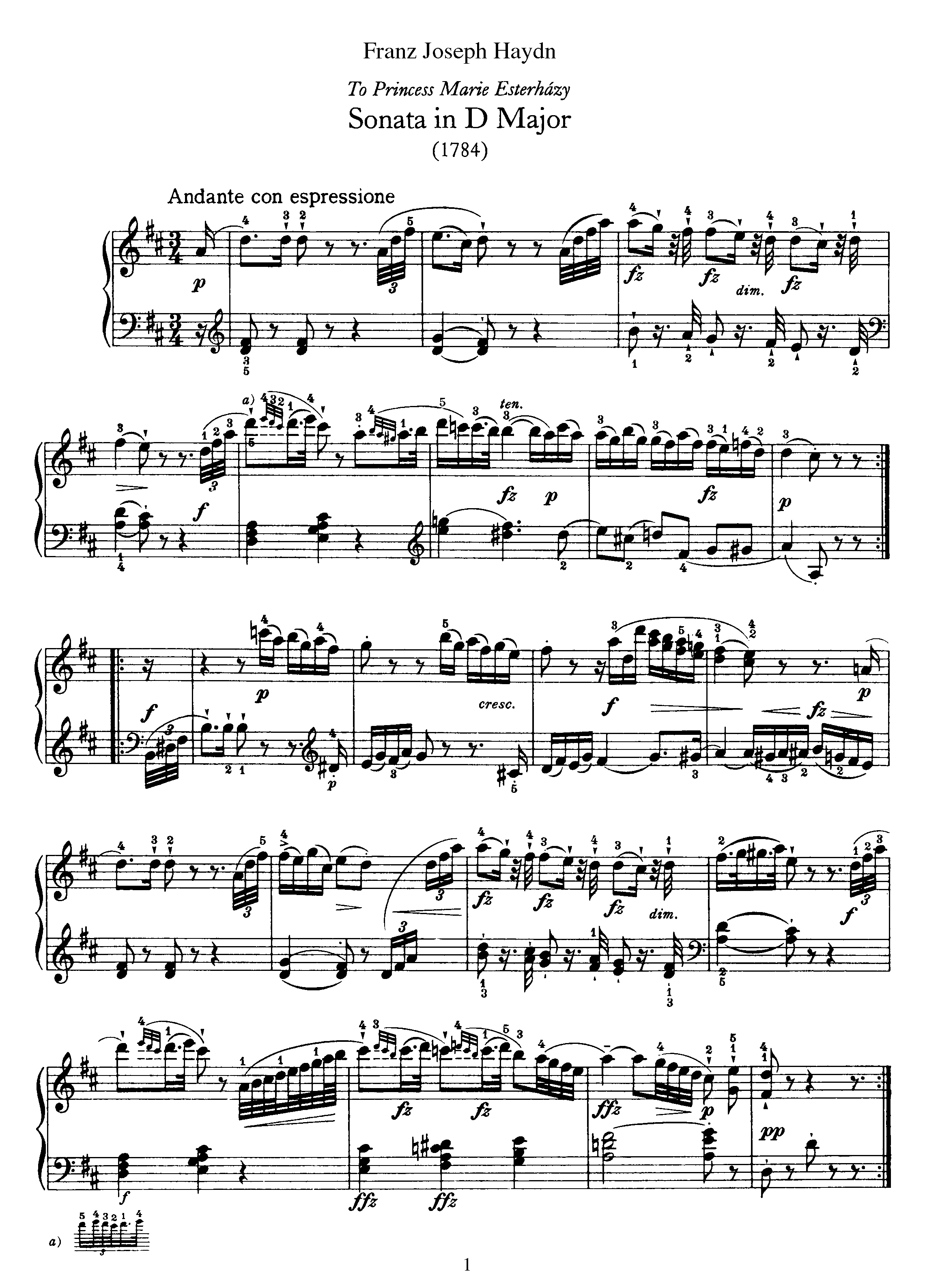 Piano Sonata No42in Cnorestriction钢琴谱海顿【弗朗茨·约瑟夫·海顿】d调古典钢琴谱五线谱独奏谱钢琴
